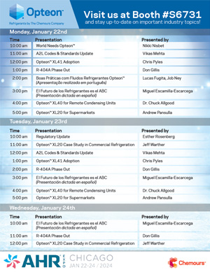 Opteon™ Presentation Schedule